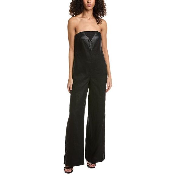 STAUD | Pants & Jumpsuits | Staud Womens Zelie Linen Jumpsuit Black ...